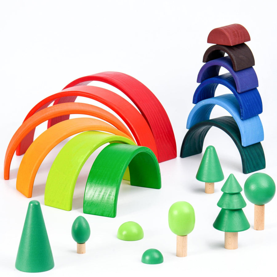 Montessori Wooden Rainbow Stacker | 12PCS Rainbow Arch Stacker (LARGE ...