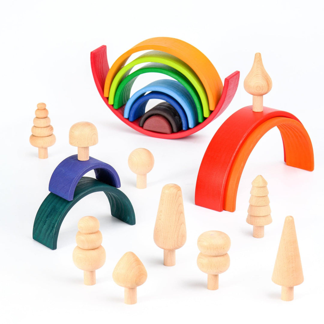 Montessori Wooden Rainbow Stacker | 12PCS Rainbow Arch Stacker (LARGE ...