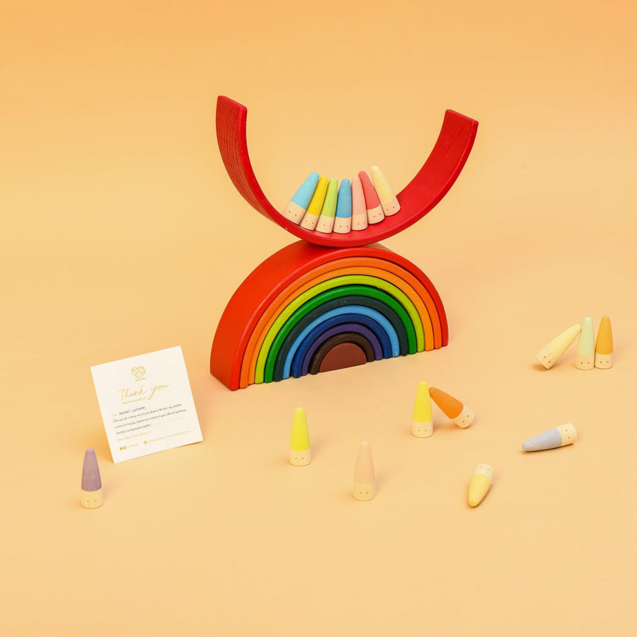 Montessori Wooden Rainbow Stacker | 12PCS Rainbow Arch Stacker (LARGE ...
