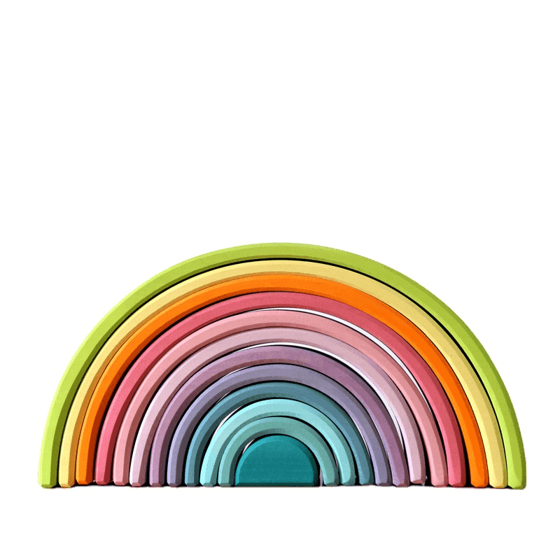 Montessori Wooden Rainbow Stacker | 12PCS Rainbow Arch Stacker (LARGE ...
