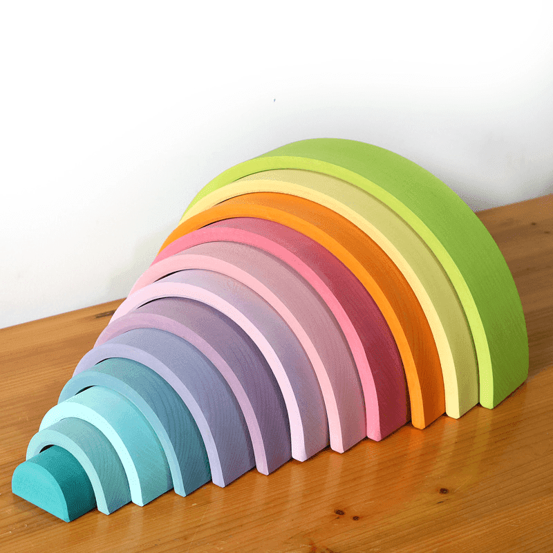 Montessori Wooden Rainbow Stacker | 12PCS Rainbow Arch Stacker (LARGE ...
